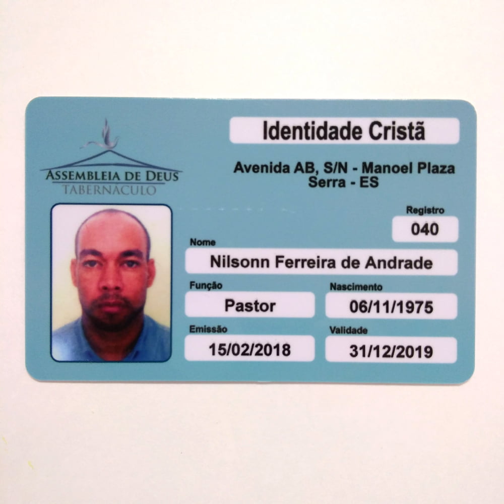 Cartão Membro Igreja PVC 0,76mm 4x4 Cores Frente Colorido com Verso ...