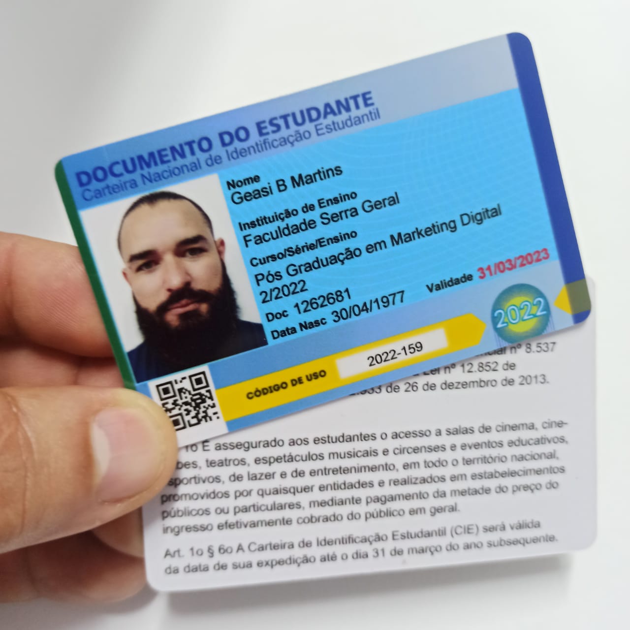 Carteirinha Estudantil em PVC 0,76mm Modelo Padrão - Gráfica Globalcards