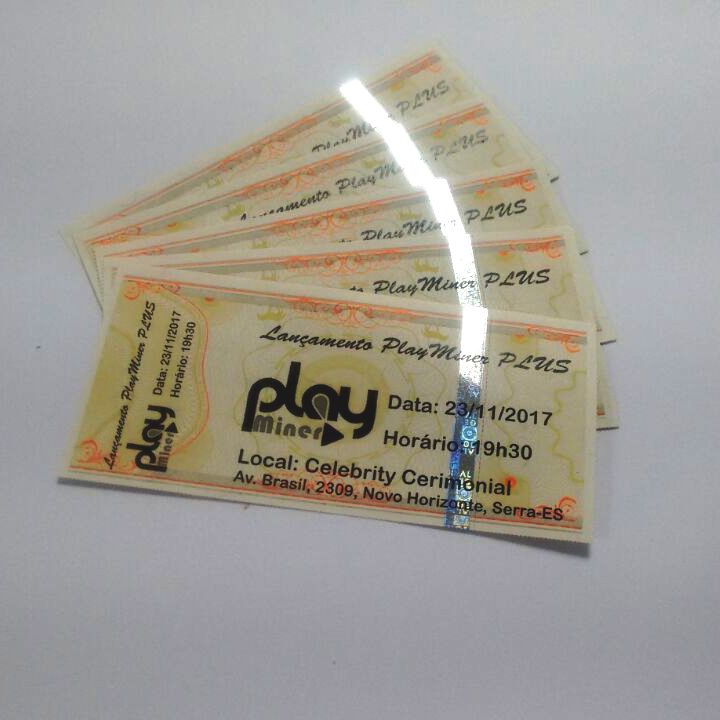 Ingresso para Show, Festas e Eventos em Papel Holográfico 105x50mm - 1X0 cores (min 100 ...